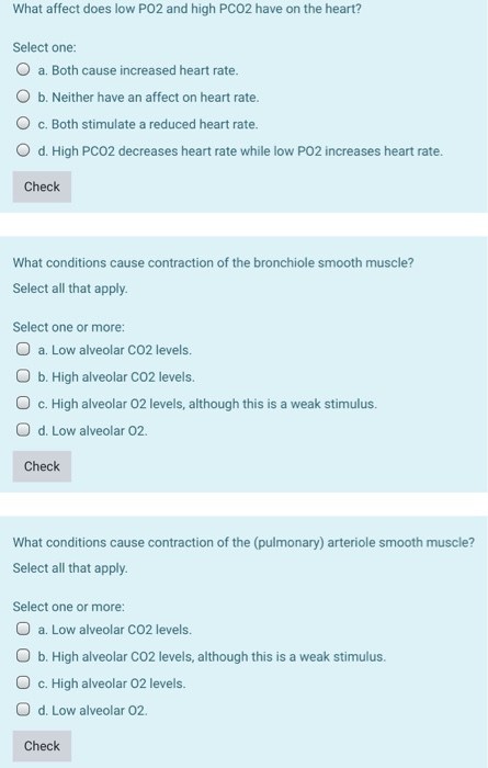 Solved What affect does low PO2 and high PCO2 have on the | Chegg.com