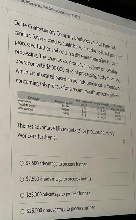 Solved Delite Confectionary Company produces various types | Chegg.com