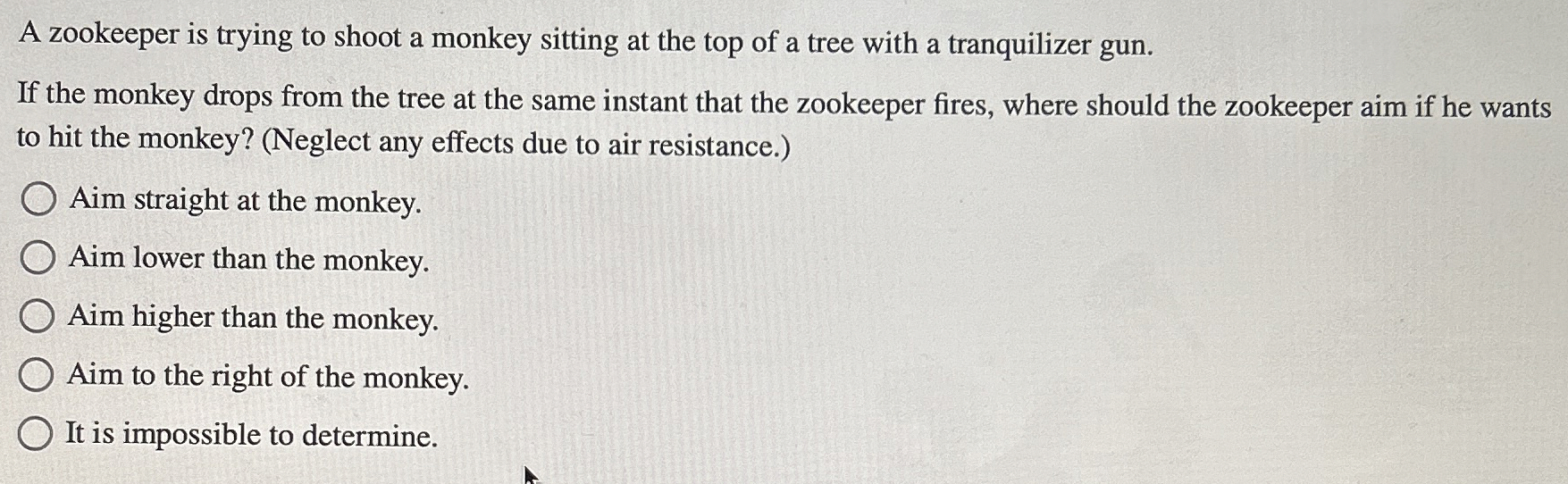 Solved A zookeeper is trying to shoot a monkey sitting at | Chegg.com