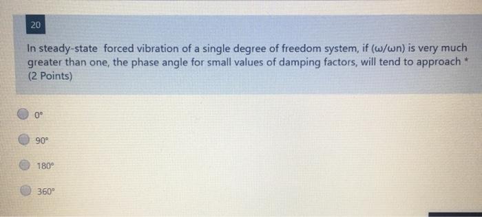 Solved 20 In steady-state forced vibration of a single | Chegg.com