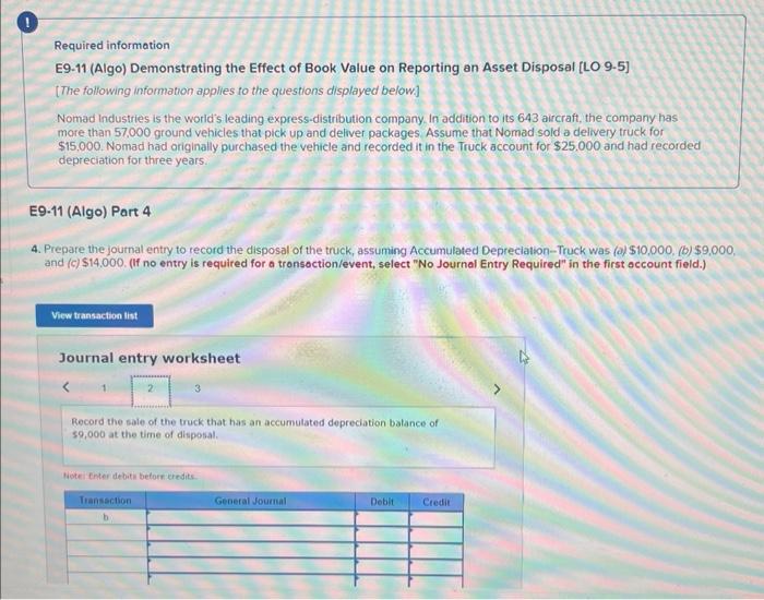 Solved Required information E9-11 (Algo) Demonstrating the | Chegg.com