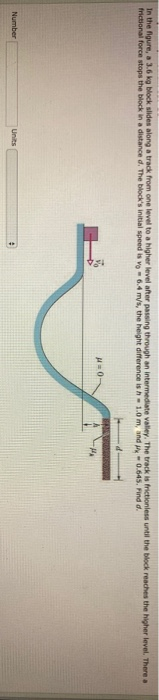 Solved In the figure, a 3.6 kg block slides along a track | Chegg.com