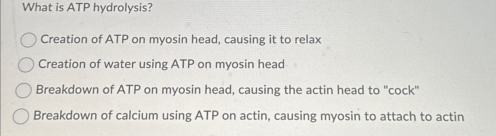 Solved What is ATP hydrolysis?Creation of ATP on myosin | Chegg.com