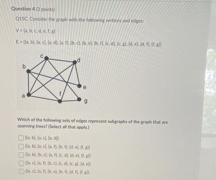 Solved Q15C. Consider the graph with the following vertices | Chegg.com