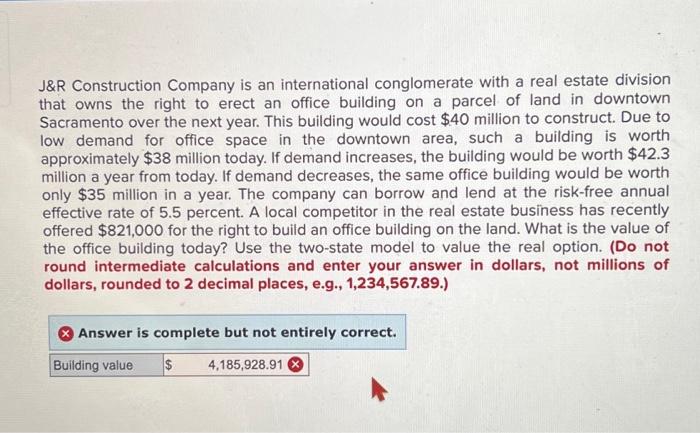 Solved J\&R Construction Company is an international | Chegg.com
