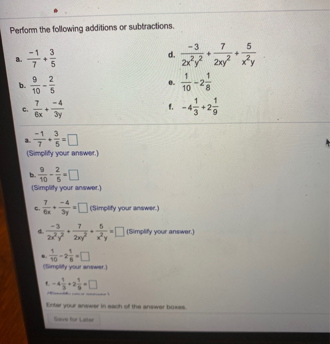 Solved Perform the following additions or subtractions. -3 7 | Chegg.com