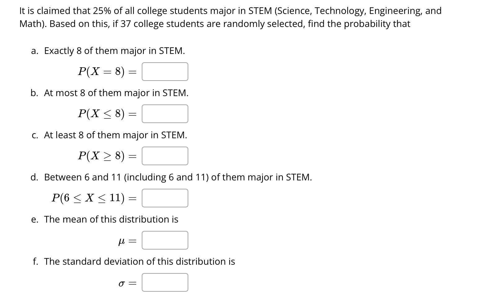 Solved It is claimed that 25% ﻿of all college students major | Chegg.com