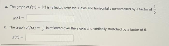 Solved a. The graph of f(x) = x is reflected over the x-axis | Chegg.com