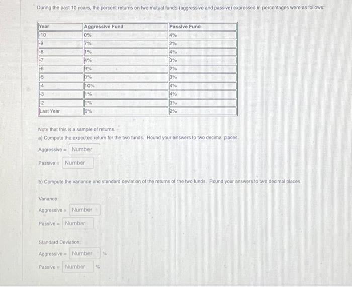 Solved (Please look at the picture) During the past 10 | Chegg.com