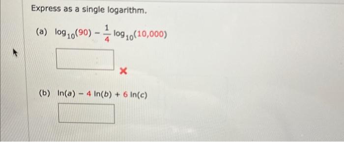 Solved Express as a single logarithm. (a) | Chegg.com