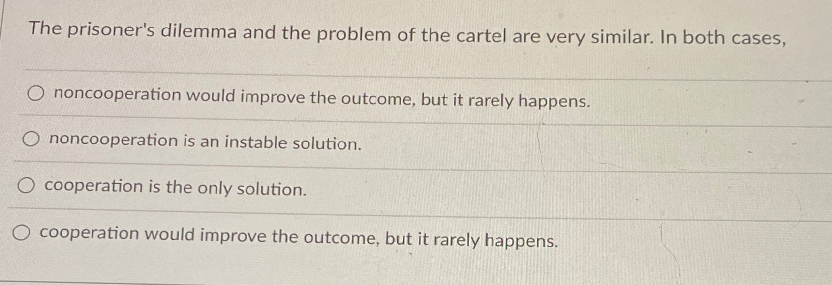 Solved The prisoner's dilemma and the problem of the cartel | Chegg.com