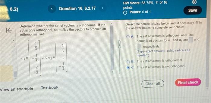 Solved Determine whether the set of vectors is orthonormal. | Chegg.com