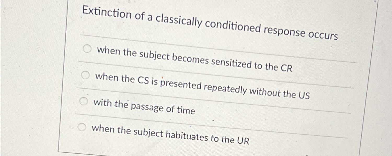 Solved Extinction of a classically conditioned response | Chegg.com