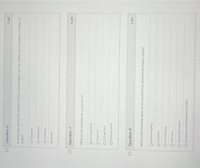 Solved D D D Question 6 A study team records the number of | Chegg.com