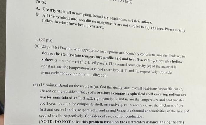 Solved A. Clearly state all assumption, boundary conditions, | Chegg.com