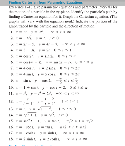 Solved Exercises 1-18 ﻿give parametric equations and | Chegg.com