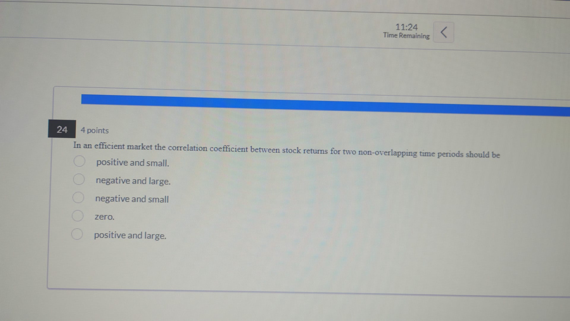 Solved \( 24 \quad 4 \) ﻿pointsIn an efficient market the | Chegg.com