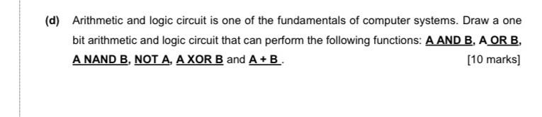 Solved d) Arithmetic and logic circuit is one of the | Chegg.com