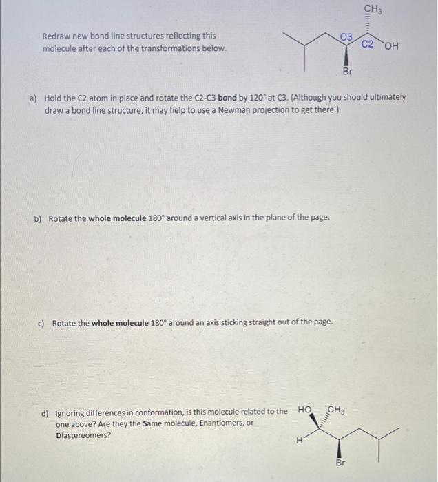 Solved Redraw new bond line structures reflecting this | Chegg.com
