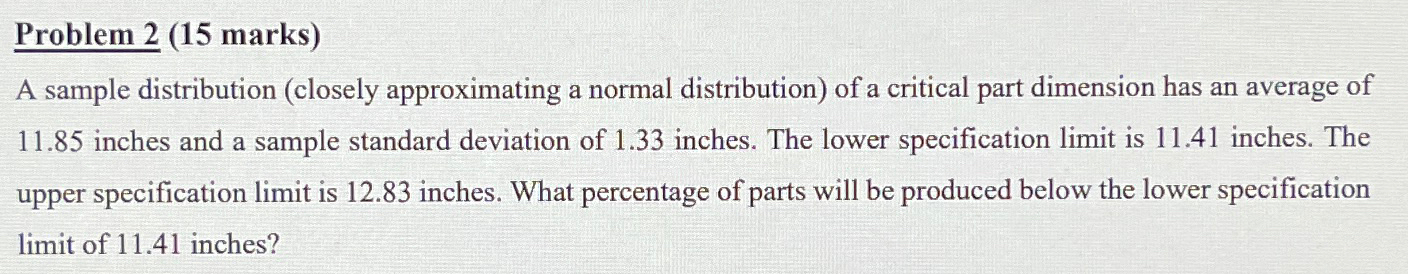 Solved Problem 2 (15 marks)A sample distribution (closely | Chegg.com Solved Problem 2 (15 marks)A sample distribution (closely | Chegg.com