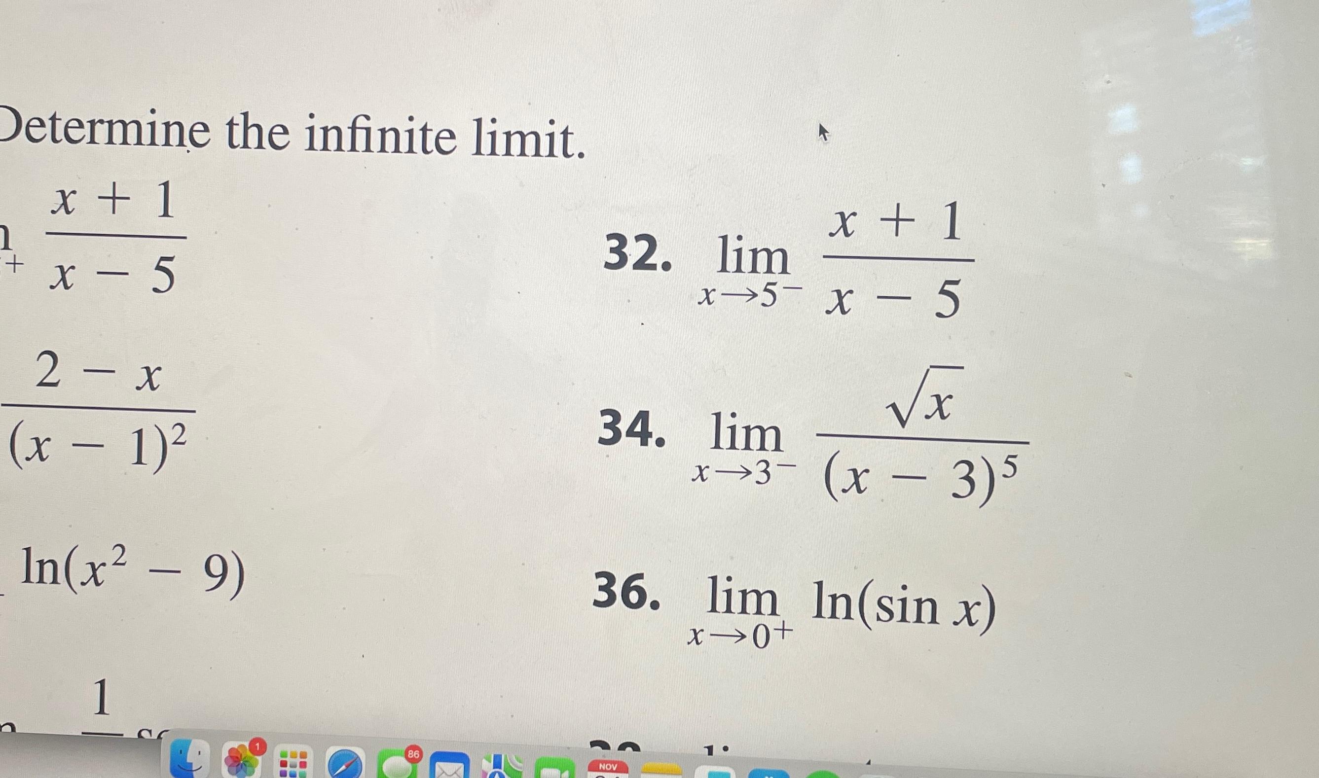 Solved Determine rhe infinite limit, ﻿number 32 | Chegg.com