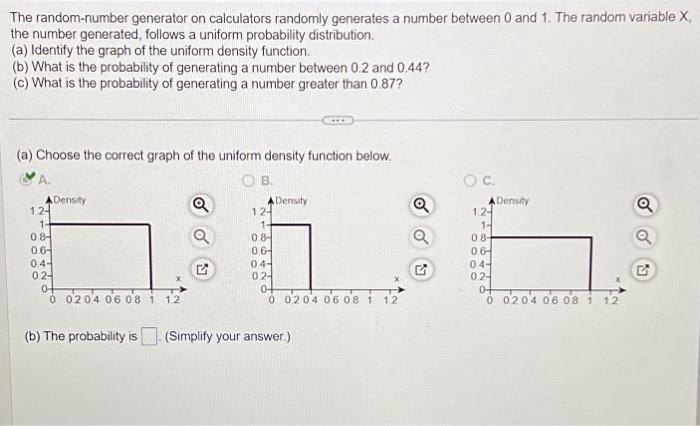 Solved The random-number generator on calculators randomly | Chegg.com
