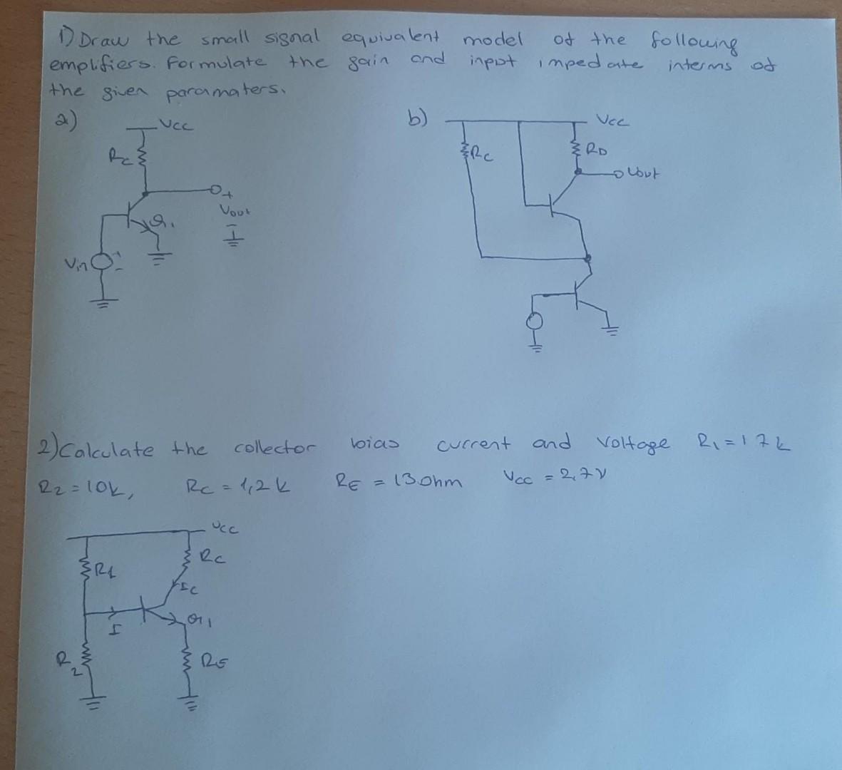 Solved UCC Voc 1) Draw the small signal equivalent model of | Chegg.com