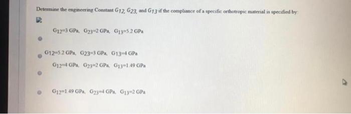 Solved Determine the engineering Constant G12, G23, and G13 | Chegg.com