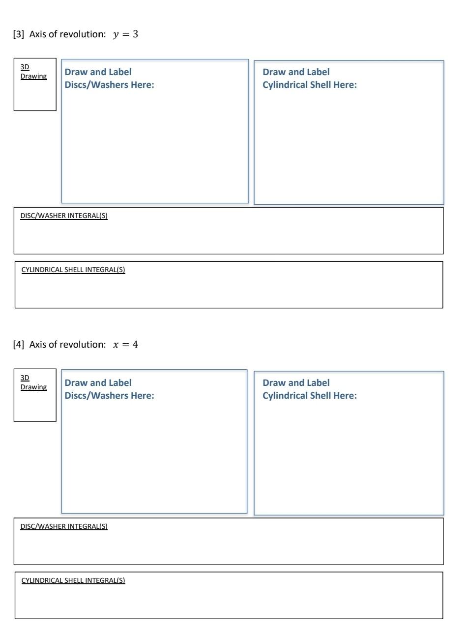 Solved . III. VOLUMES OF SOLIDS OF REVOLUTION For each | Chegg.com