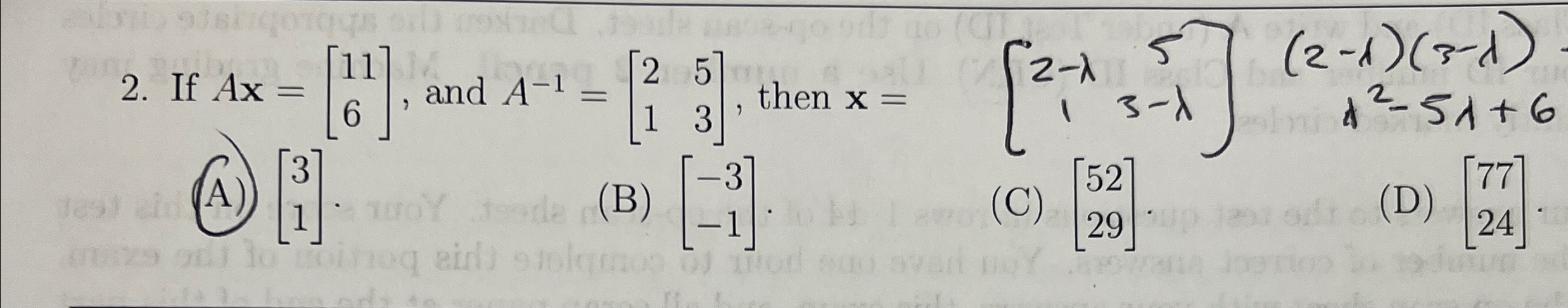 Solved If Ax=[116], ﻿and A-1=[2513], ﻿then | Chegg.com
