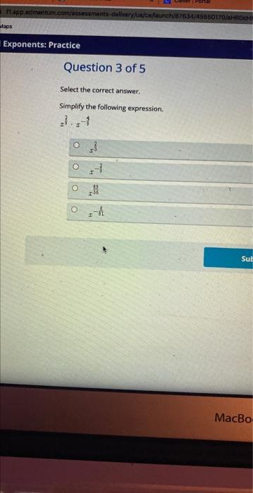 Solved Select the correct answer. Simplify the following | Chegg.com