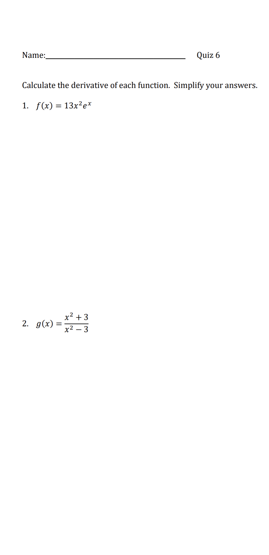 Solved Calculate the derivative of each function. Simplify | Chegg.com