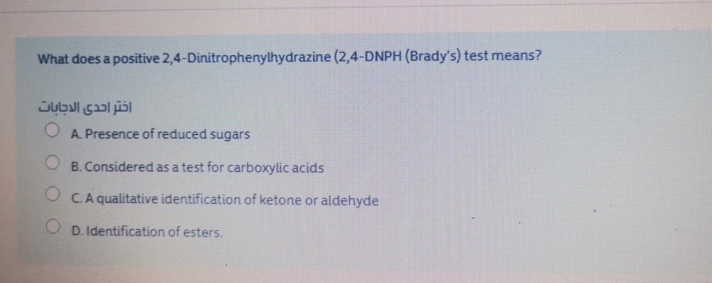 Solved What does a positive 2,4-Dinitrophenylhydrazine | Chegg.com