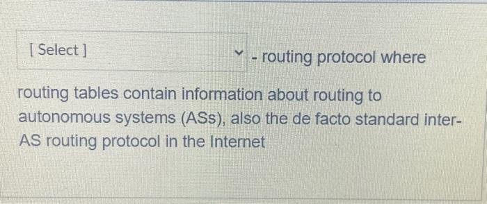 Solved Routing Protocol Where Routing Tables Contain
