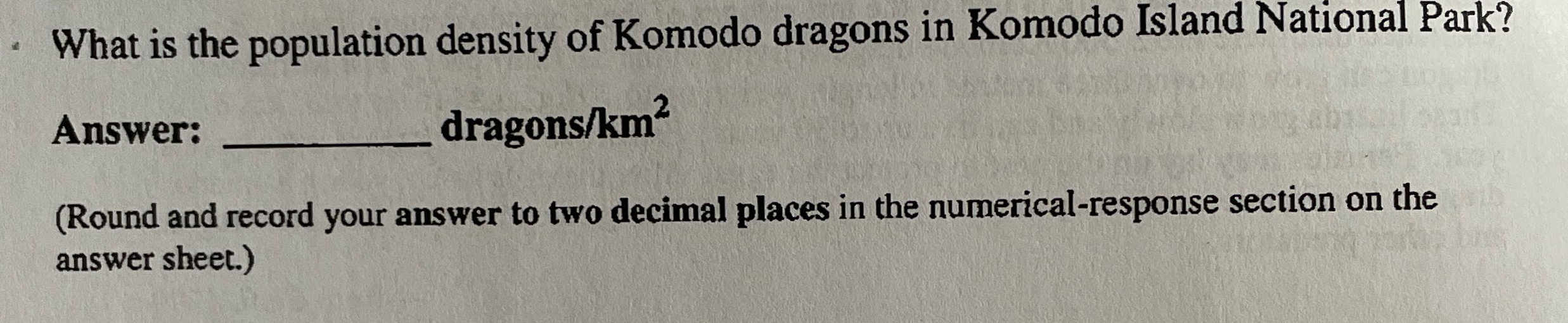Solved What is the population density of Komodo dragons in | Chegg.com