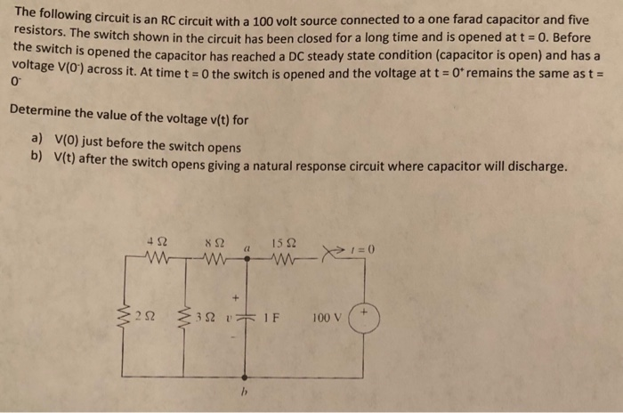 Solved the switch is opened the capacitor has re wing | Chegg.com