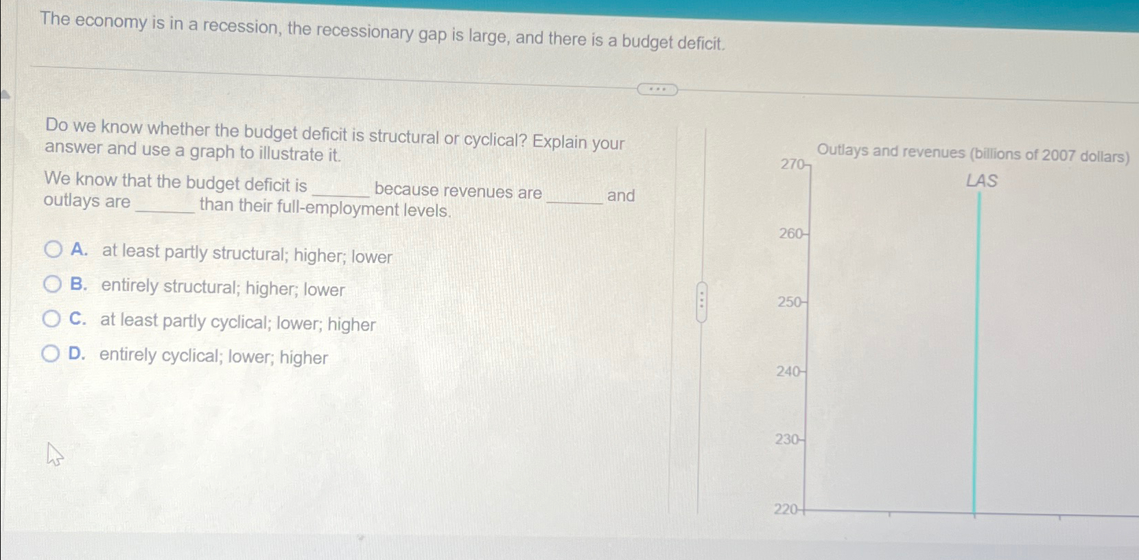 Solved The economy is in a recession, the recessionary gap | Chegg.com