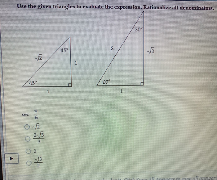 Solved Use the given triangles to evaluate the expression. | Chegg.com
