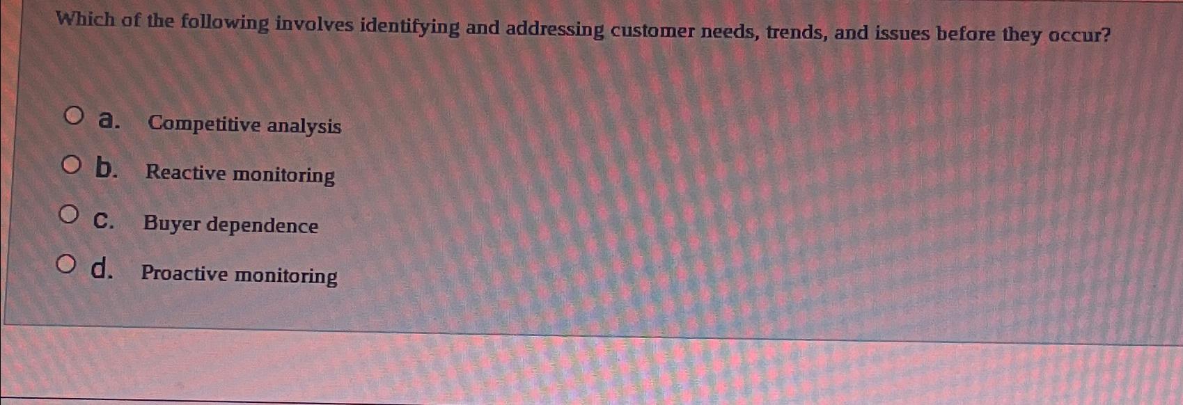 Solved Which of the following involves identifying and | Chegg.com
