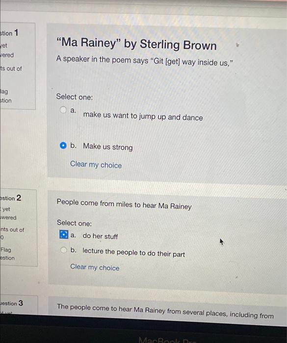 Solved "Ma Rainey" by Sterling Brown A speaker in the poem | Chegg.com