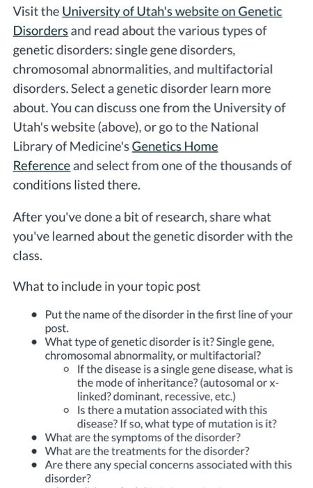 Solved Visit the University of Utah's website on Genetic | Chegg.com