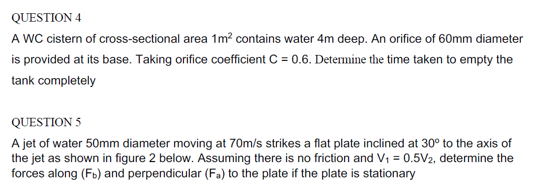 Solved A WC cistern of cross-sectional area 1 m2 contains | Chegg.com