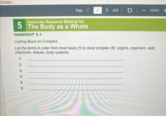 Solved Listing Basic to Complex List the terms in order from | Chegg.com