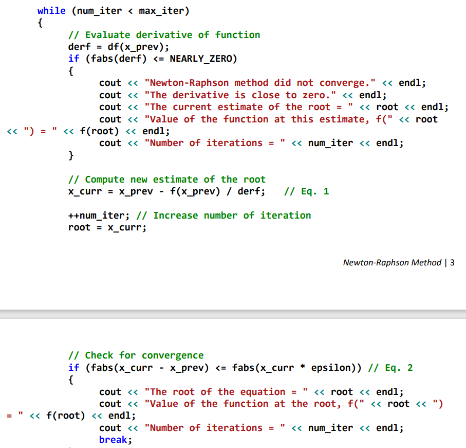 Solved Modify the Newton-Raphson method program | Chegg.com
