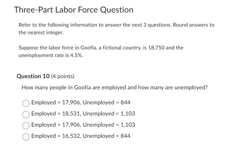 Solved Three-Part Labor Force QuestionRefer to the following | Chegg.com
