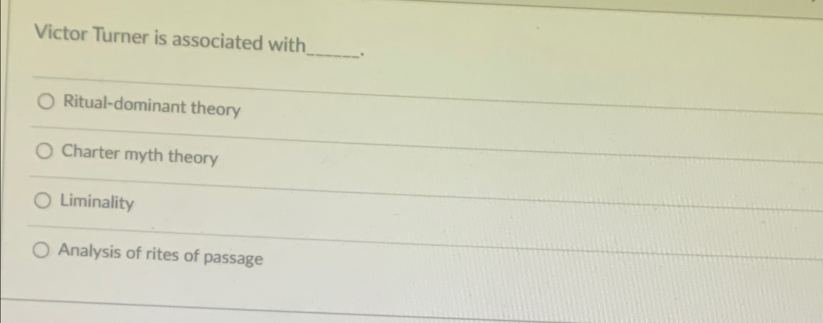 Solved Victor Turner is associated withRitual-dominant | Chegg.com