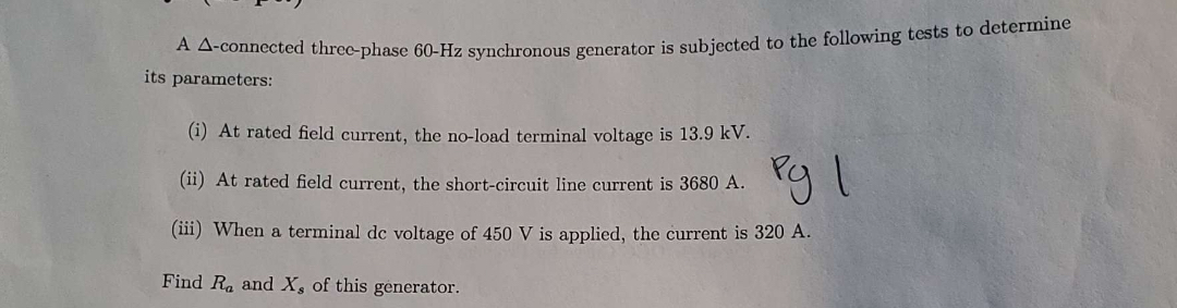 A Δ-connected three-phase 60-Hz ﻿synchronous | Chegg.com