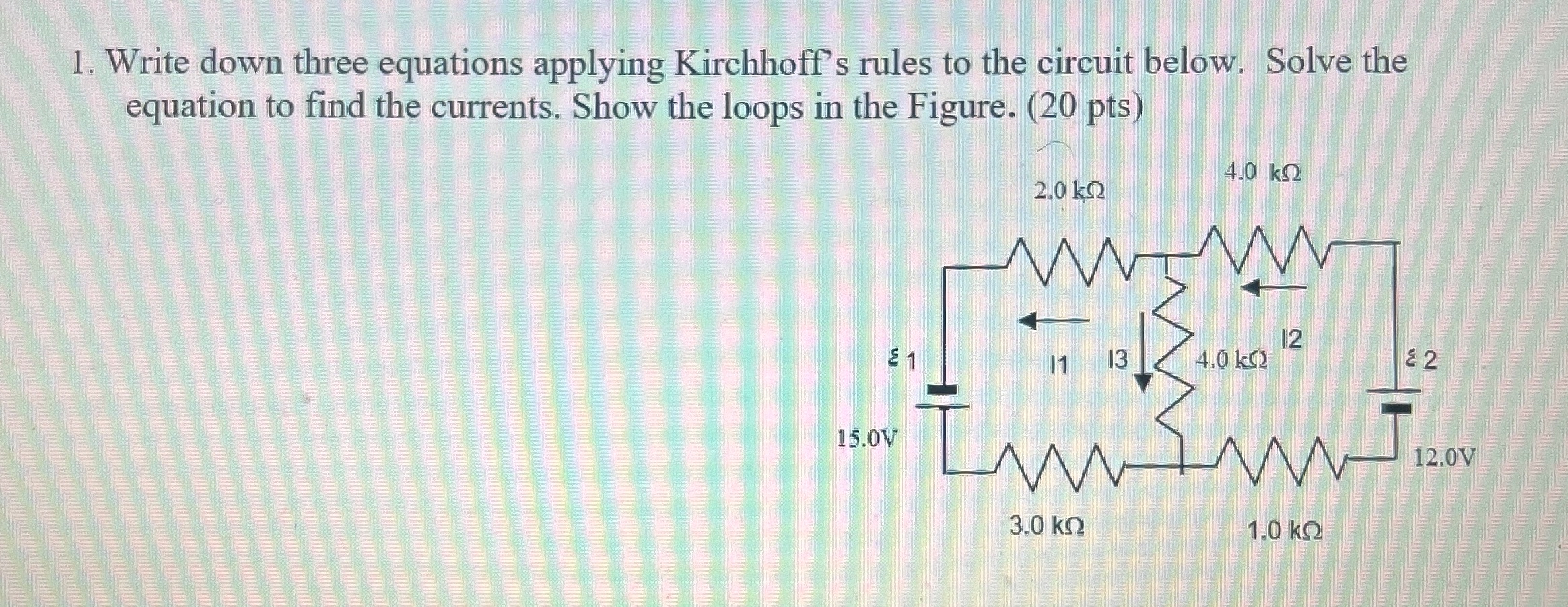 Solved Write down three equations applying Kirchhoff's rules | Chegg.com