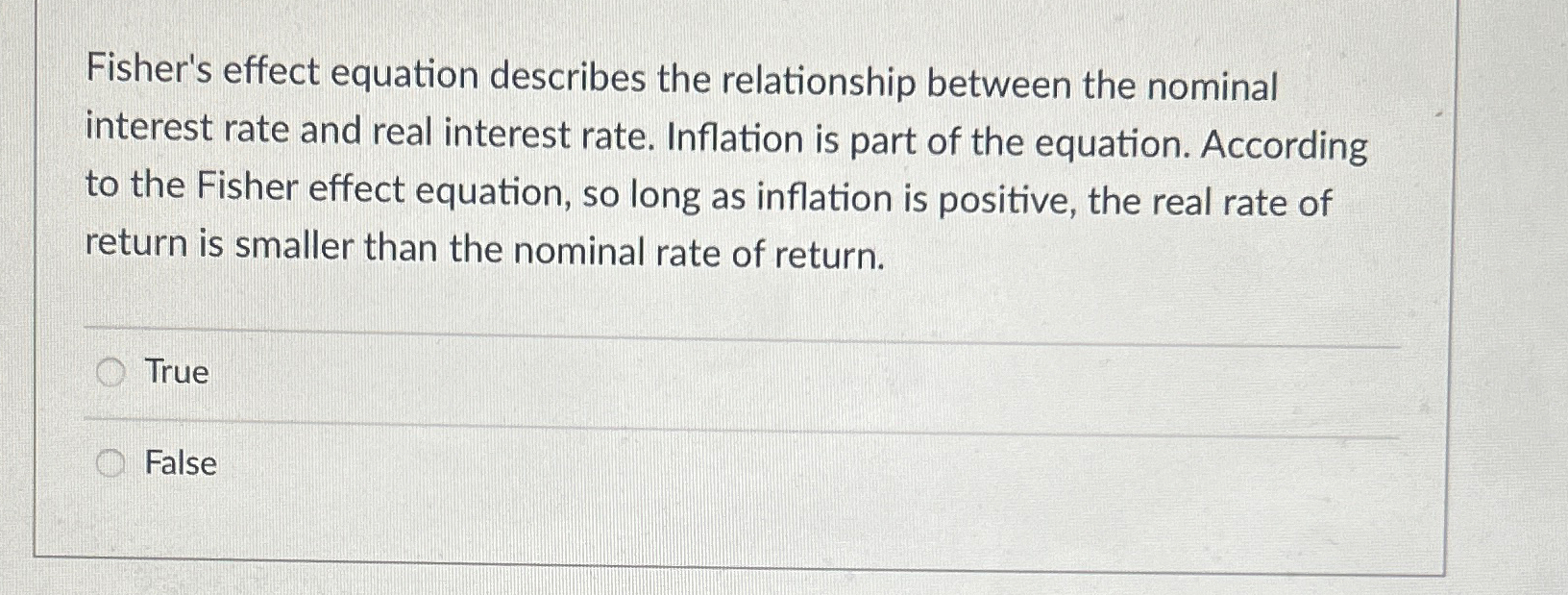 Solved Fisher's effect equation describes the relationship | Chegg.com