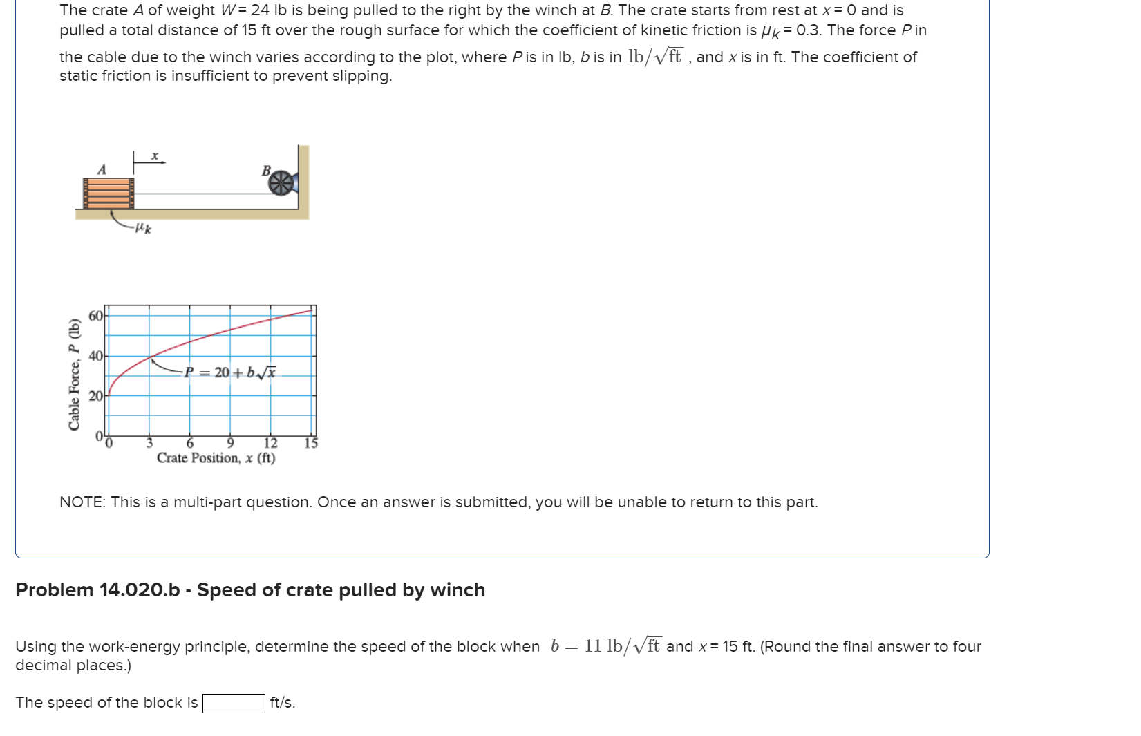 Solved Problem 14.020.b - ﻿Speed of crate pulled by | Chegg.com